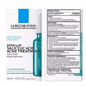 La Roche Posay Effaclar Salicylic Acid Acne Treatment to Minimize Pores, Clear Acne Blemishes and Post Acne Marks
