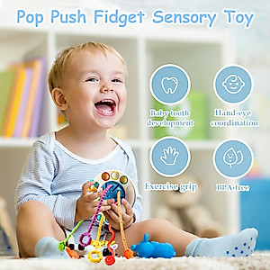 Montessori Toys for 1 Year old-Baby Toys 6 to 12 Months Sensory Toys for Toddlers 1-3 Food Pull String Activity Toys for Baby Fine Motor Skills Travel Toys Birthday Gifts for Infant Boys Girls Age 1-6