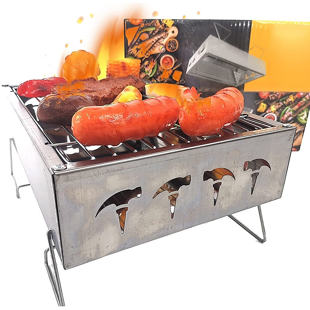 BBQ Grill Outdoor Gas grill Portable Mini BBQ Charcoal Grill Folding Stainless Steel Grill For Camping Outdoor Barbecue Smoker Grill Outdoor Charcoal Grill