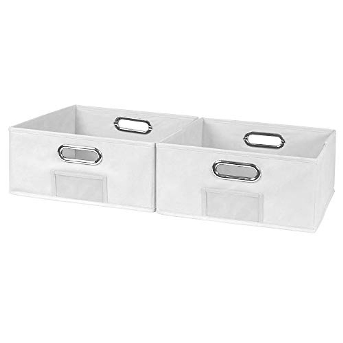 Niche Cubo Low Open Folding Fabric Bins, Set of 2, White