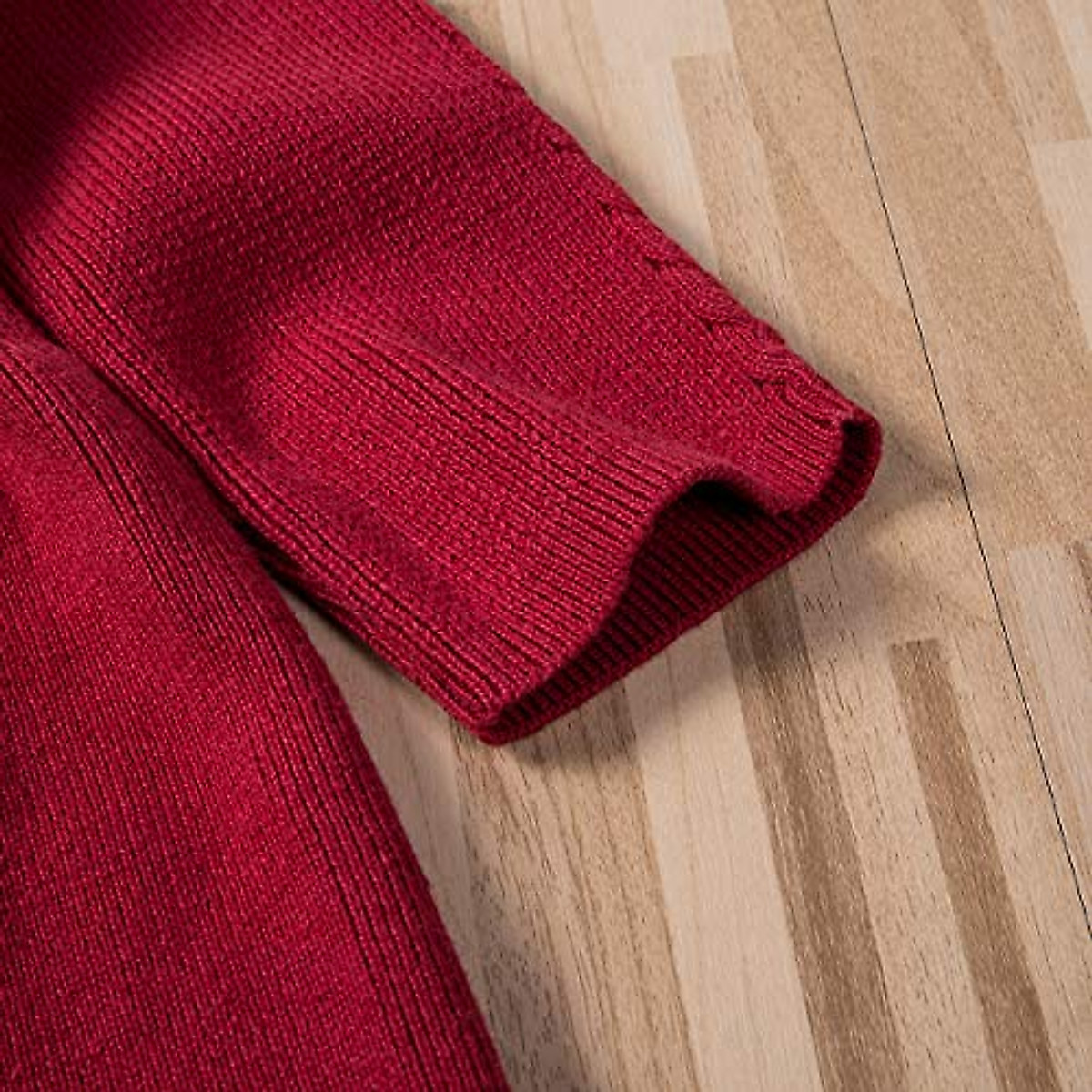 Toddler Baby Girls Knitted Long Sleeve Ruffles Sweater Dress Outfits Winter Warm Tops Clothes (Red, 4-5 Years)