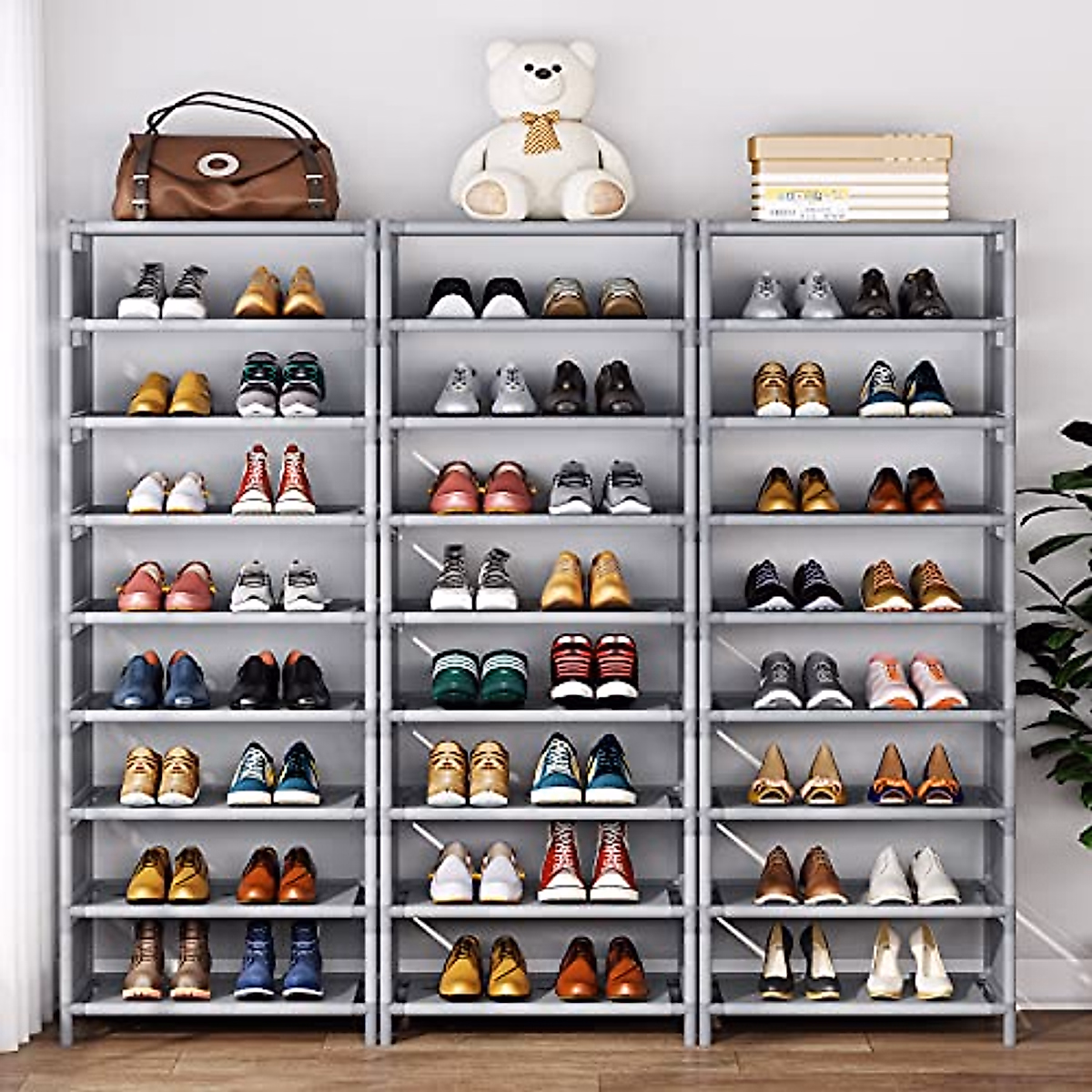 Tribesigns Vertical Shoe Rack, 9 Tiers Narrow Shoe Shelf 18 Pairs Slim Shelf for Shoes Narrow Shoe Rack for Small Space