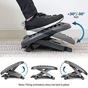 Mount-It! Ergonomic Under Desk Footrest | Height Adjustable Office Foot Rest with 3 Height Levels | Tilting Foot Stool | Home Office Footrest with Massage Surface for Improved Circulation (MI-7801)