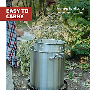 Camp Chef Aluminum Pot & Basket - Includes Lid, Basket & Removal Hook - Perfect for Boiling, Simmering & Steaming - Easy-to-Clean Cooking Pot - 32 Quart Pot