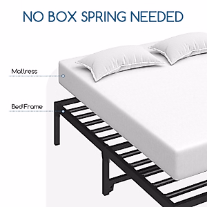 Yaheetech 13 Inch Queen Size Metal Platform Bed Frame Mattress Foundation with Ultra-Durable Steel Slat Support/Easy Assembly/No Box Spring Needed/Black