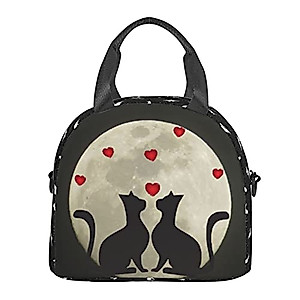 Cute Cats Lunch Bag Reusable Insulated Lunch Tote Bag Lunchbox Container With Adjustable Shoulder Strap For Office Work School Picnic Travel