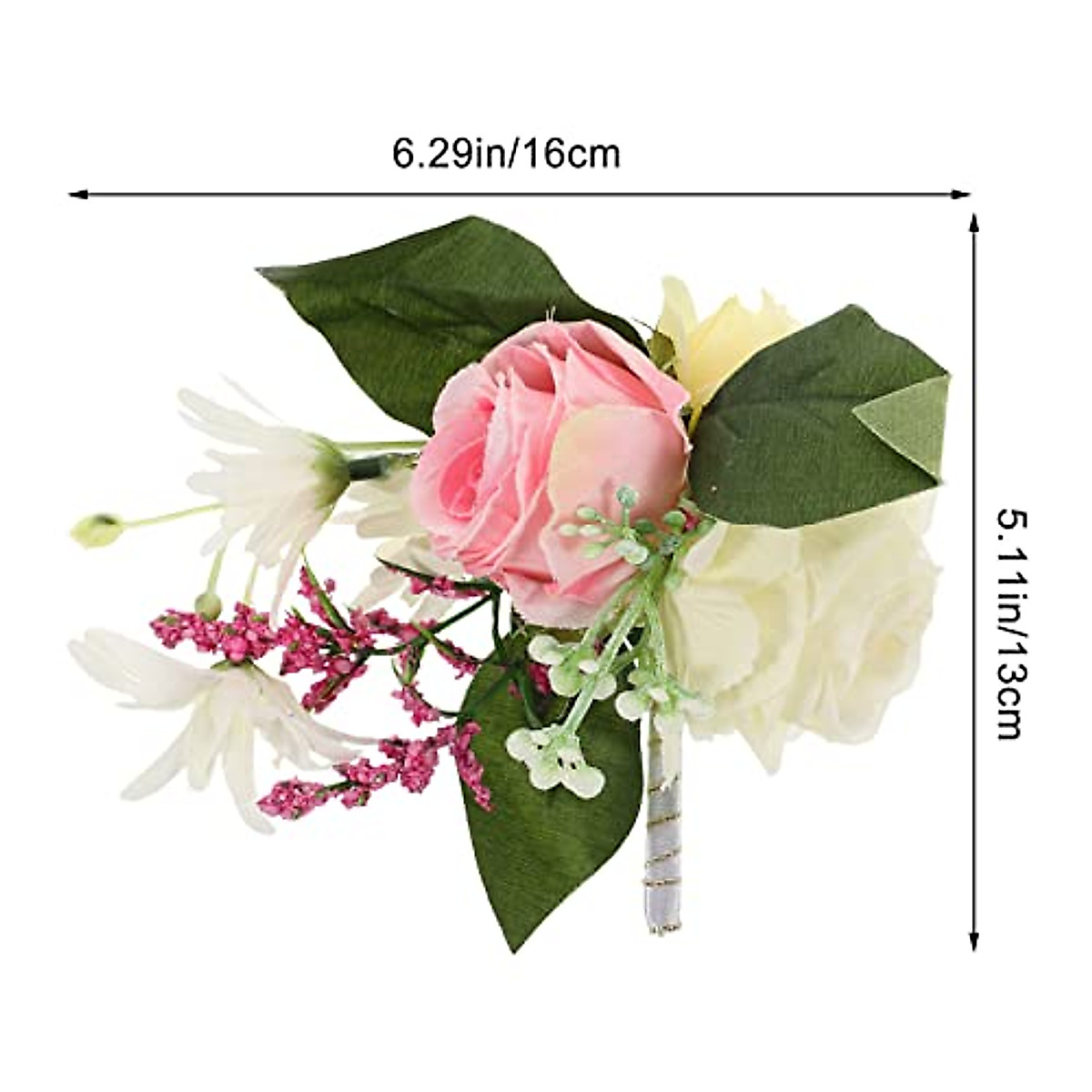 VOSAREA Rose Boutonniere 1 Set Wrist Corsage Boutonniere Set Groom Boutonniere and Bride Wrist Corsage Handmade Artificial Corsage Set Bride Hand Flower Bouquet Pink Prom Corsage Wristlet