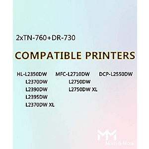 MM MUCH & MORE Compatible TN-760 TN760 Toner Cartridge and DR730 Drum Unit Replacement for Brother MFC-L2710DW L2750DWXL HL-L2350DW L2390DW L2395DW L2370DWXL L2550DW Printer (3-Pack, 2 Toner + 1 Drum)