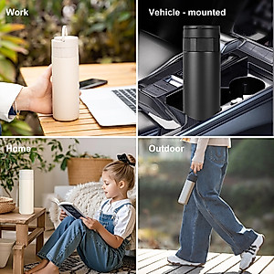 QINGHOU 12.8 Ounce Stainless steel cold cup,Insulated tumbler with lid,Cup holder compatible for travel,sports water bottle jug,Vacuum insulated tumbler thermos Cup (Black)