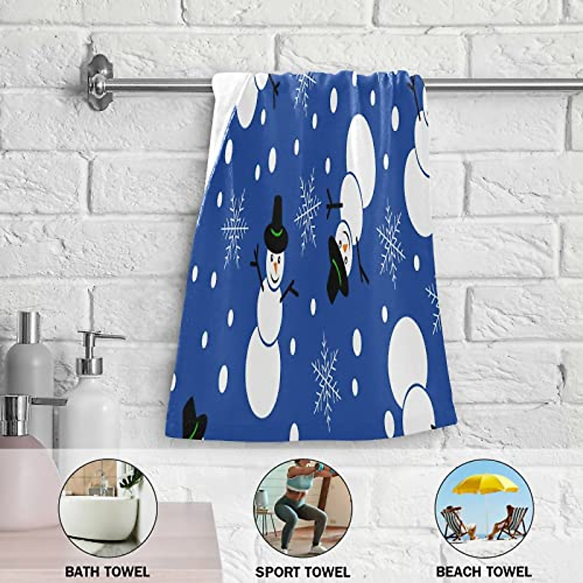 JSTEL Christmas Snowman Kitchen Towels Set of 2,Super Absorbent Dish Drying Towels Rectangle 28.3x14.4 inch Microfiber Kitchen Hand Towels Xmas Pattern,1