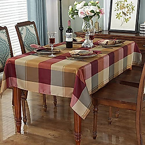 Rectangle Tablecloth 52 x 70 Inch Checkered Table Cloths Spillproof Anti-Shrink Soft and Wrinkle Resistant Decorative Fabric Table Cover for Kitchen Dinning Tabletop Outdoor(Rectangle/Oblong,Red)