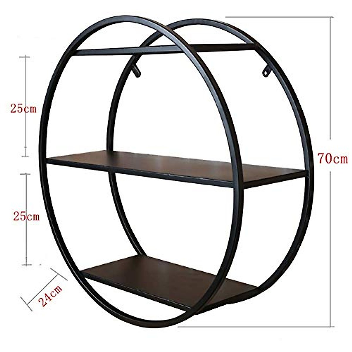 PIBM Stylish Simplicity Shelf Wall Mounted Floating Rack Shelves Round Shape Iron Art Storage Bookshelf Bar Living Room,2 Colours,3 Layers, White , 70x24x70cm