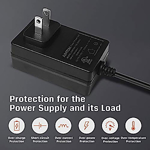 UL Listed 15V 2A Power Supply, 100-240V AC to 15VDC 2000mA Wall Charger Replacement Adapter with 5.5mm x 2.1mm /2.5mm, 3.5 x 1.35mm, 4.8mm x 1.7mm Output Jack for AIMTOM SPS-155 and Small Electronics