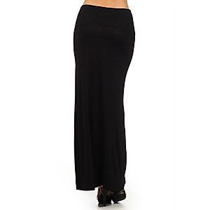 Women's Stylish Spandex Comfy Fold-Over Flare Long Maxi Skirt Made in USA