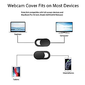 FadyDail Laptop Camera Cover Slide 8Pcs, Ultra Thin Webcam Cover Computer Camera Cover Slide Camera Blocker Camera Privacy Slider Phone Camera Cover for iPhone iPad MacBook (Black)
