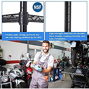 Black 5 Tier Shelf Wire Shelving Unit NSF Wire Shelf Metal Large Storage Shelves Heavy Duty Height Adjustable Utility for Garage Kitchen Office Commercial Shelving Steel Layer Shelf - (72"x36"x14")