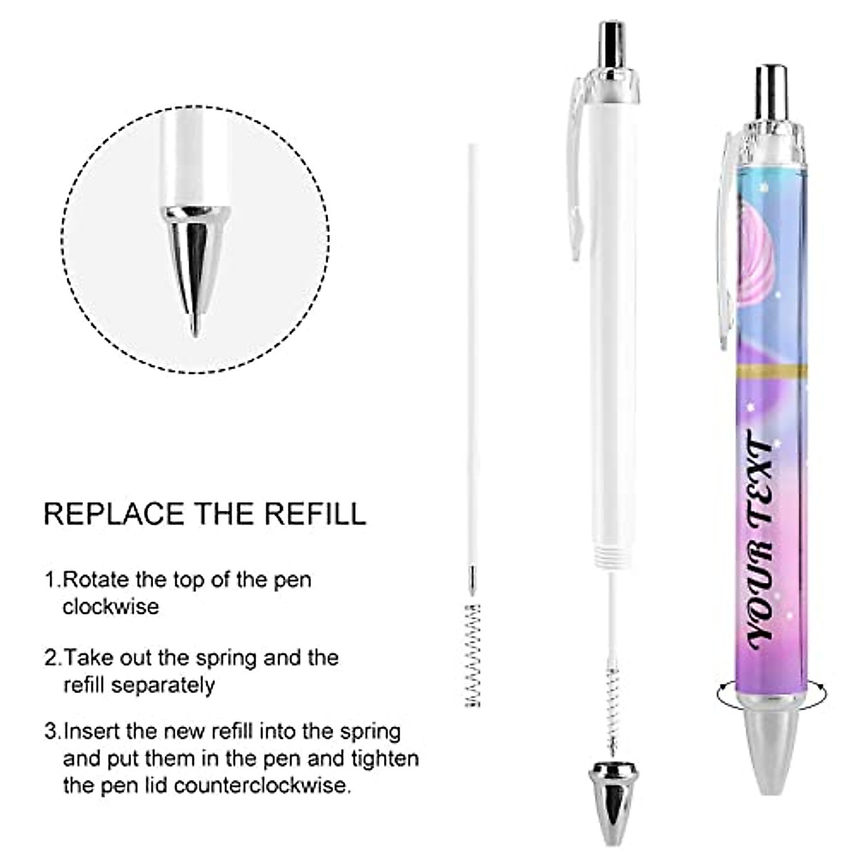 Personalized Custom Galaxy Unicorn Pens with Stylus Tip, Customized Engraving Ballpoint Pens with Name Massage Text Logo, Gift Ideas for School Office Business Birthday Graduation Anniversaries Christ