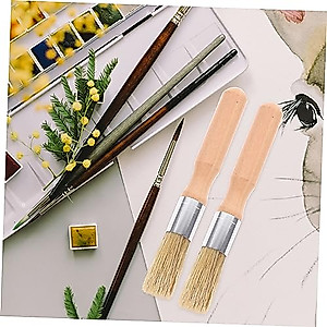 COHEALI 2pcs chip Paint Brushes Stencil Paint Round Paint Brush Artist Painting Brushes Professional Watercolor Brushes Water Coloring Brush Pen Wooden Painting Tool Oil Brush Clean France