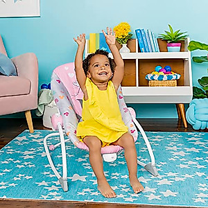 Bright Starts Disney Baby Minnie Mouse Infant to Toddler Rocker with Vibrations and Removable-Toy Bar - Forever Besties, Newborn +