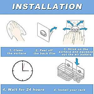 Shower Caddy Adhesive Replacement Stickers Hooks Adhesive Pack of 10 for Corner Shelf Basket Bathroom Shelf, Shower Caddy Hanging