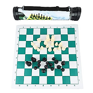 TREETDOBV Tournament Travel Chess Sets Roll Up, Chess Set Toy Barrel Portable Chess Board Game Sets Puzzle Portable Travel Interactive Toys for Beginner Kids Adults,Green