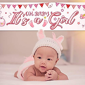 Its a Girl Banner Baby Shower Decorations, Welcome Home Banner, Horizontal Pink Large Fabric It is a Banner Backdrop Background, Shower Yard Sign Party Photo Booth Decorations, 71 x 15.7 Inches