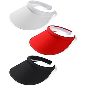 3 Pcs Sun Visors for Women Golf Visor Women Sports Sun Visor Hat Cloth Covered Slip on Visor Cotton Visor Cap Tennis Visor for Men (Black, White, Red)
