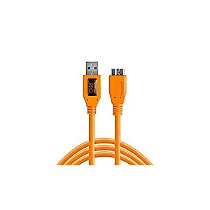 Tether Tools TetherPro USB 3.0 to Micro-B Cable | for Fast Transfer and Connection Between Camera and Computer | High Visibility Orange | 15 Feet (4.6 m)