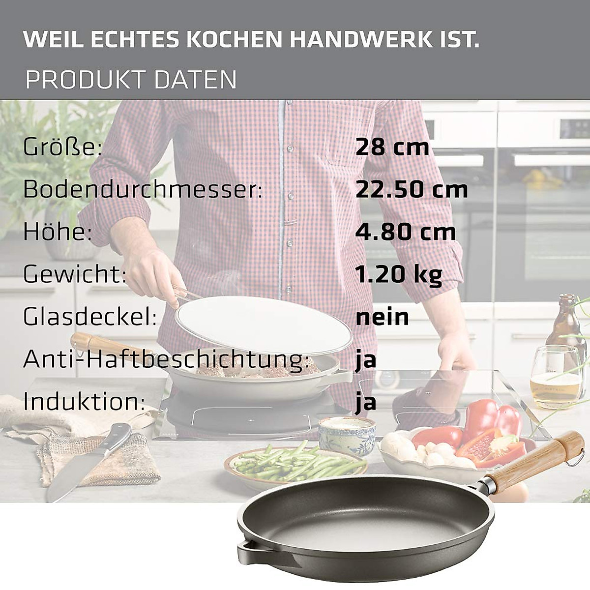 Berndes 0 Frying Pan Aluminium Black, Aluminium Wood, Black, 28 cm