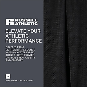 Russell Athletic Mens Mesh Pocket Short, Black, XX-Large US