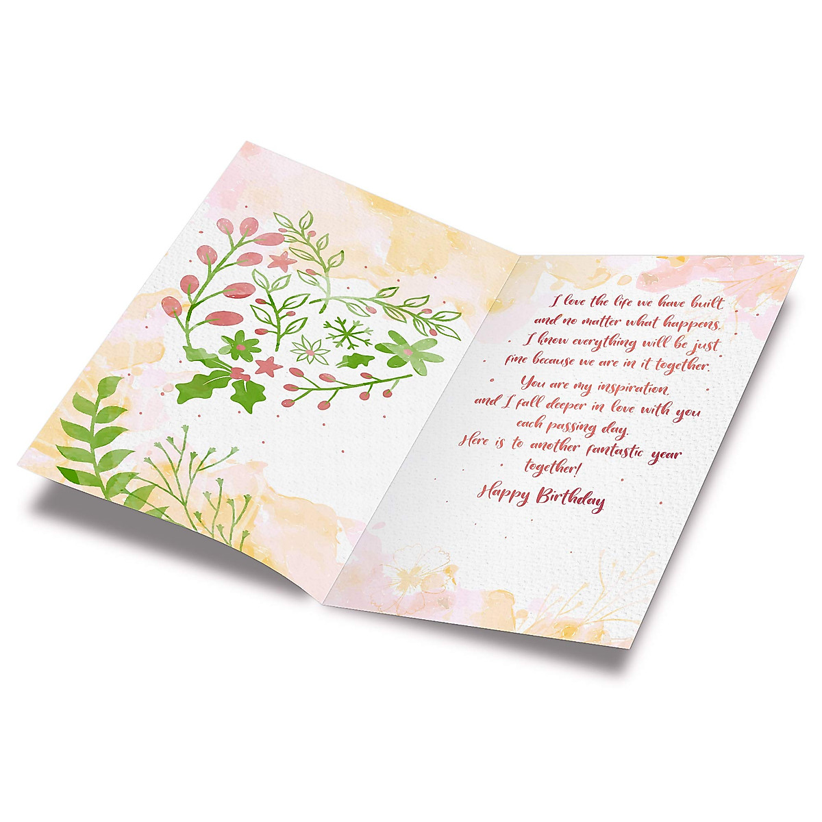 Prime Greetings Romantic Wife Birthday Card, Made in America, Eco-Friendly, Thick Card Stock with Premium Envelope 5in x 7.75in, Packaged in Protective Mailer