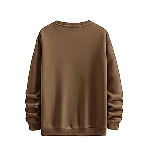 GORGLITTER Men's Vintage Graphic Print Crewneck Sweatshirt Long Sleeve Casual Streetwear Pullover Top Coffee Brown X-Large