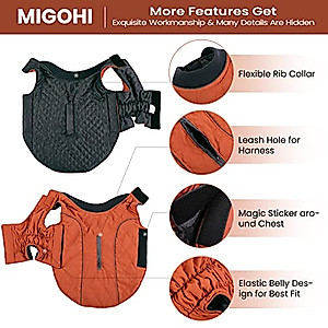 MIGOHI Dog Jacket for Winter, Windproof Dog Coat with Reflective Trims for Cold Weather, Warm Dog Winter Coats Padded Dog Puffer Jackets for Small Medium Large Dogs, Orange XXXL