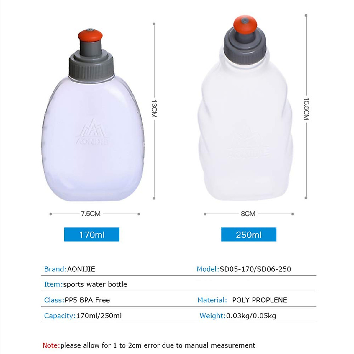 AONIJIE Lightweight Unisex 5.5L Running Race Hydration Vest Hydration Pack Backpack Riding Bag (Blue+2pcs 250ml Bottle)