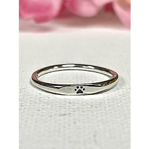 PERFECTJEWELZ Dog's Paw Print Stackable Ring 925 Sterling Silver 2.2mm Size 6