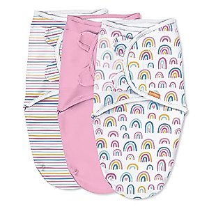 SwaddleMe Original Swaddle – Size Small/Medium, 0-3 Months, 3-Pack (Rainbows & Sunshine) Easy to Use Newborn Swaddle Wrap Keeps Baby Cozy and Secure and Helps Prevent Startle Reflex