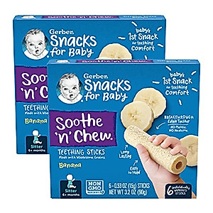 Gerber Soothe n Chew Teething Sticks, Banana, 6 CT