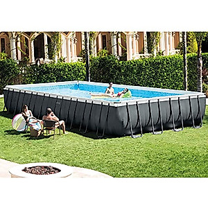 INTEX 32' x 16' x 52" Ultra XTR Frame Above-Ground Rectangular Outdoor Swimming Pool Set with Krystal Clear Saltwater System, Ladder, and Cover