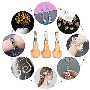 3 Set Hand Chucks Jewelry Making Pin Vise Wooden Handles Pear Shape Graver Handle Pin Vise Hand Drill Wooden Handle for Stone Setting Graver Replacement