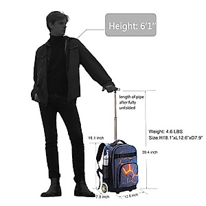 UNIKER Rolling Backpacks for Teens,Duffel Bag for Travel Backpack with Wheels,Trolley School Bag with Pencil Case,Carry on Suitcase