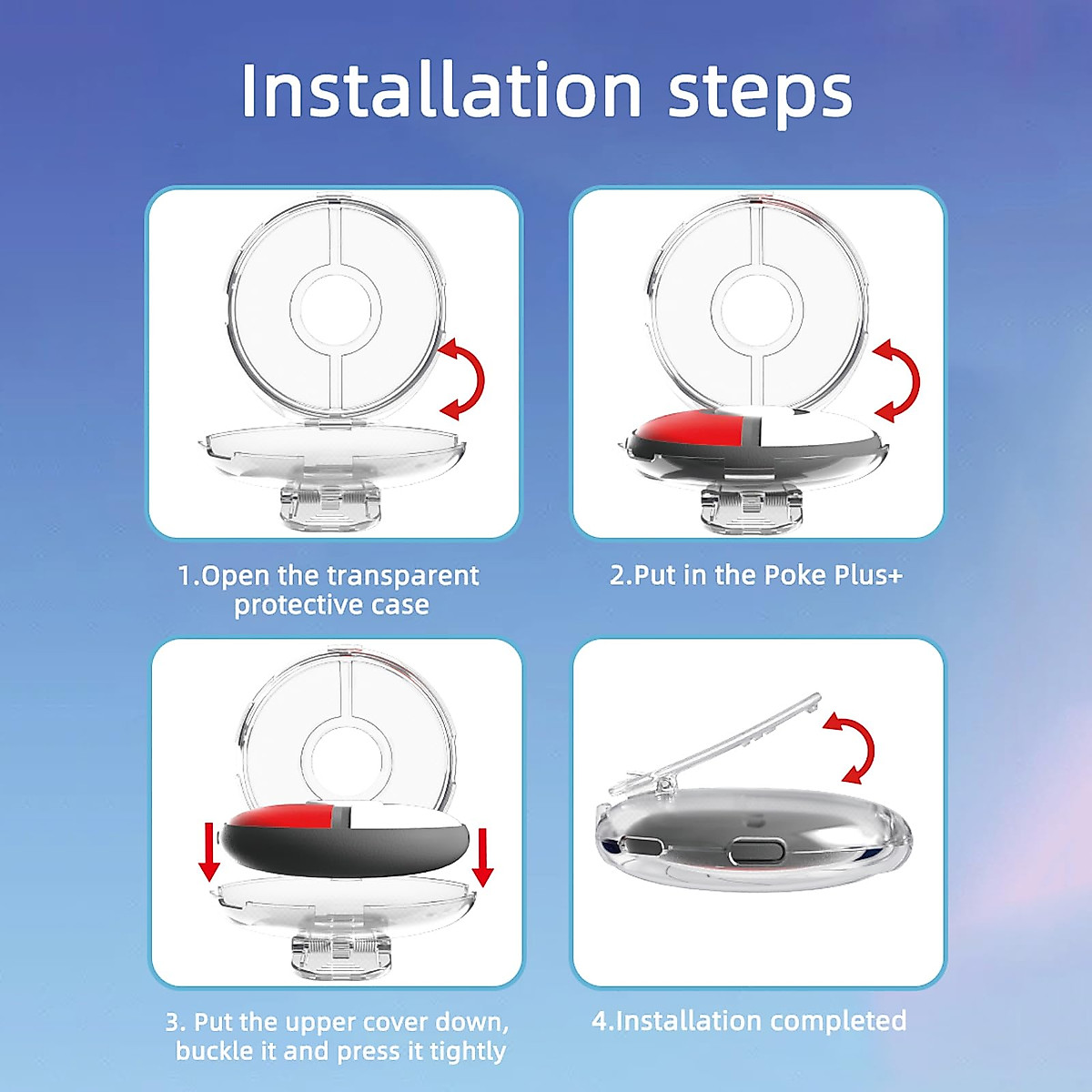 Teyomi 2 in 1 Carrying Case for Pokémon GO Plus + 2023 with Carabiner, Clear Hard Case for Pokemon Go Plus Plus with Clip, Protective Shockproof Hardshell Portable Organizer with Hand Strap(Black)