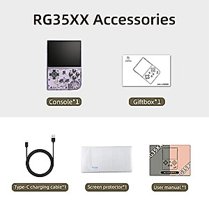 FABB RG35XX Handheld Console, 64+128G Game Console with 8000 Games, 3.5-Inch Cortex-A9 System Console, for Kids and Adults (Transparent Purple)