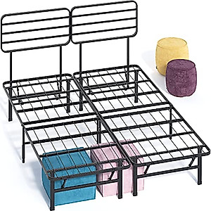 ZINUS SmartBase Mattress Foundation with Headboard / 14 Inch Metal Platform Bed Frame / No Box Spring Needed / Sturdy Steel Frame / Adjustable Headboard Height, Queen