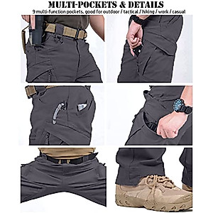 NAVEKULL Men's Work Cargo Pants Lightweight Tactical Pants for Men Stretch Cotton Military Army Combat Slim Fit Hiking Outdoor Trousers with Multi Zipper Pockets