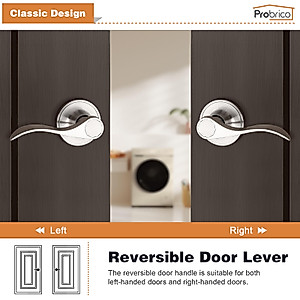 Probrico Wave Style Passage Door Levers Hall Closet Handles Keyless Interior Door Leversets in Satin Nickel, 10Pack
