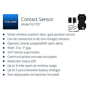 YoLink LoRa Smart Outdoor Contact Sensor & SpeakerHub Starter Kit: SpeakerHub Audio hub, (2) Gate & Shed Door Sensors, Email/SMS/Push Alerts, 1/4 Mile Open Air Range, Alexa, IFTTT, Home Assistant
