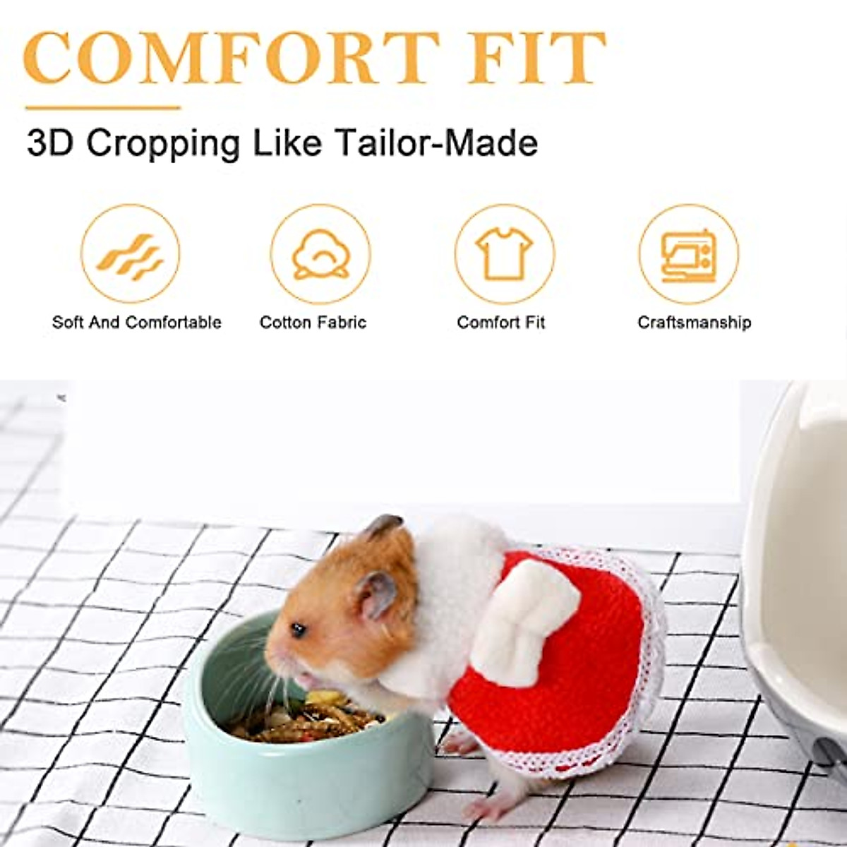 Guinea Pig Santa Christmas Costume Rabbit Christmas Clothes Small Animal Guinea Pig Warm Vest Clothes Costume Soft T-Shirt for Puppy Kitten Pig Rabbit Ferret Xmas Party Supply