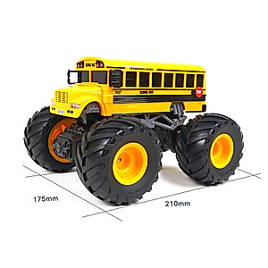 WOWRC Remote Control Fire Truck RC School Bus with Sounds Lights Rechargeable 2.4GHz Monster Trucks Toy for Kids, Boys, Toddlers (Yellow)
