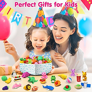 Arscniek 110 Pack Animal Erasers for Kids Bulk, Cute Desk Pets Treasure Box Toys for Classroom Prizes Rewards, Mini Pencil Erasers Take Apart Erasers Back to School Supplies Gift for Boys Girls