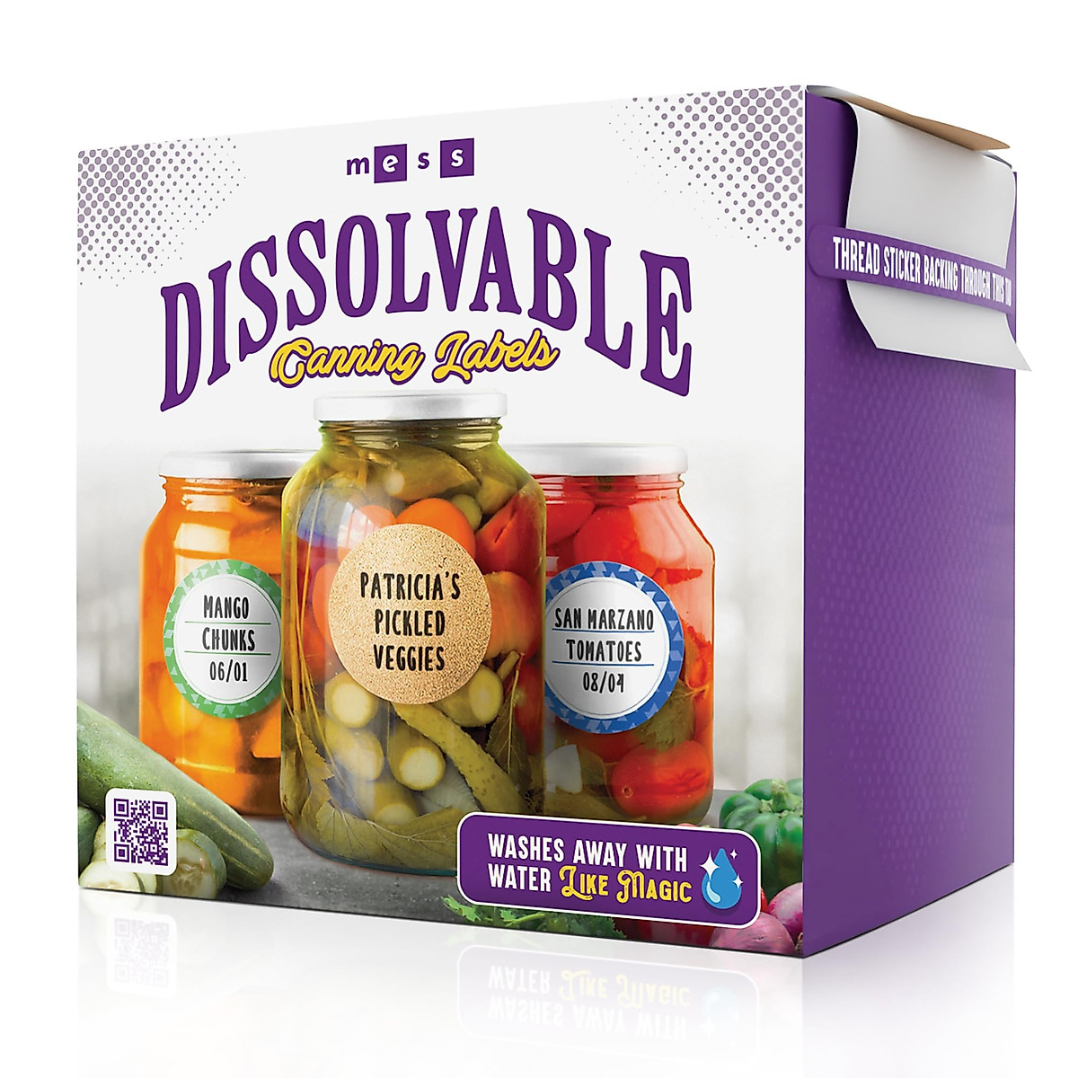 MESS Dissolvable Canning Labels for Jars – 200 Kraft Dissolvable Mason Jar Labels - Dissolvable Food Labels for Containers - Jam Homemade Canning Jar Labels Stickers - Removable Mason Jar Labels 1.5"